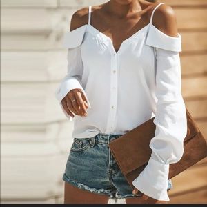 Tops | Cold Shoulder Button Down Blouse | Poshmark